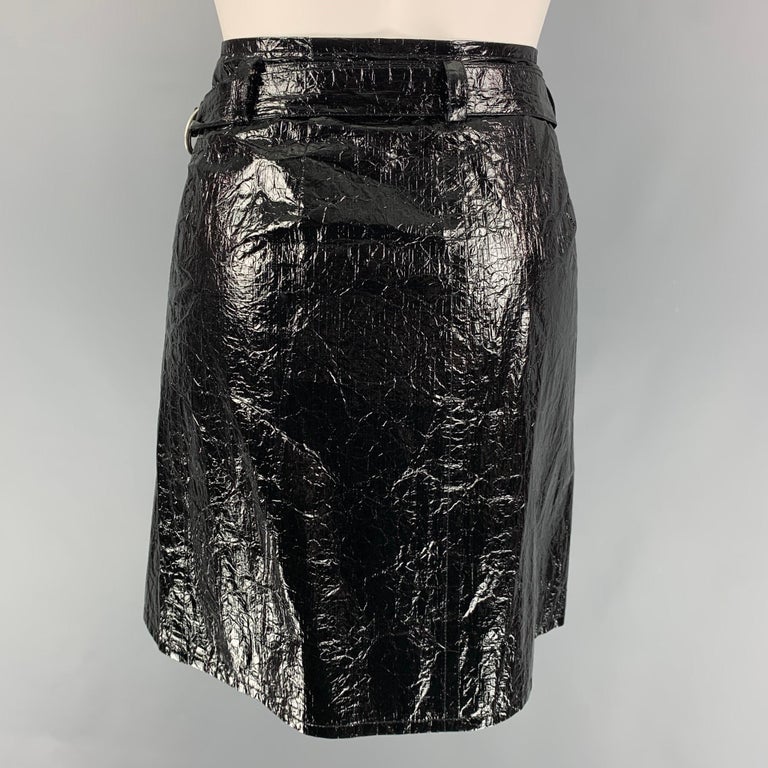 HELMUT LANG Size XS Black Polyeurethane Wrinkled Faux Patent leather ...