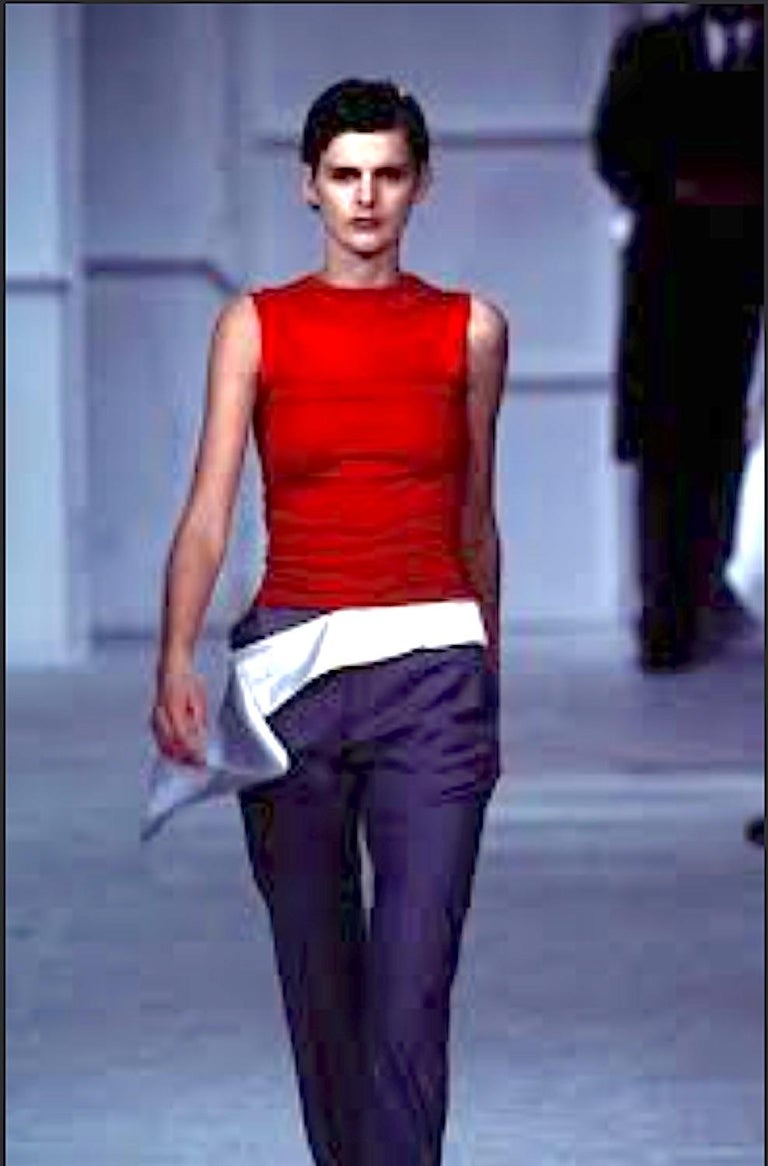 Helmut Lang spring summer 1997 runway red cotton top For Sale at ...