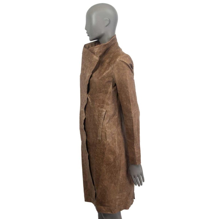 HELMUT LANG Tobacco brown Distressed Dried leather Coat Jacket S For ...
