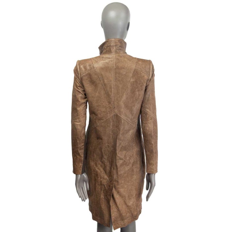 HELMUT LANG Tobacco brown Distressed Dried leather Coat Jacket S For ...