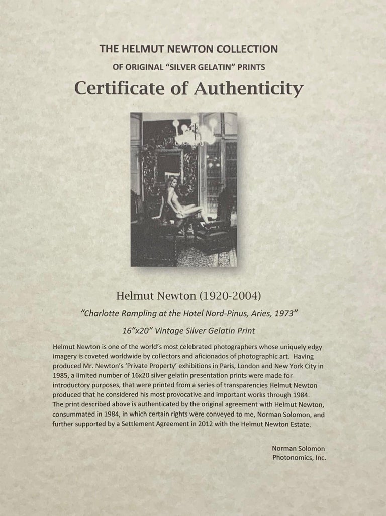 Helmut Newton - "Charlotte Rampling at Hotel Nord" Vintage Silver ...