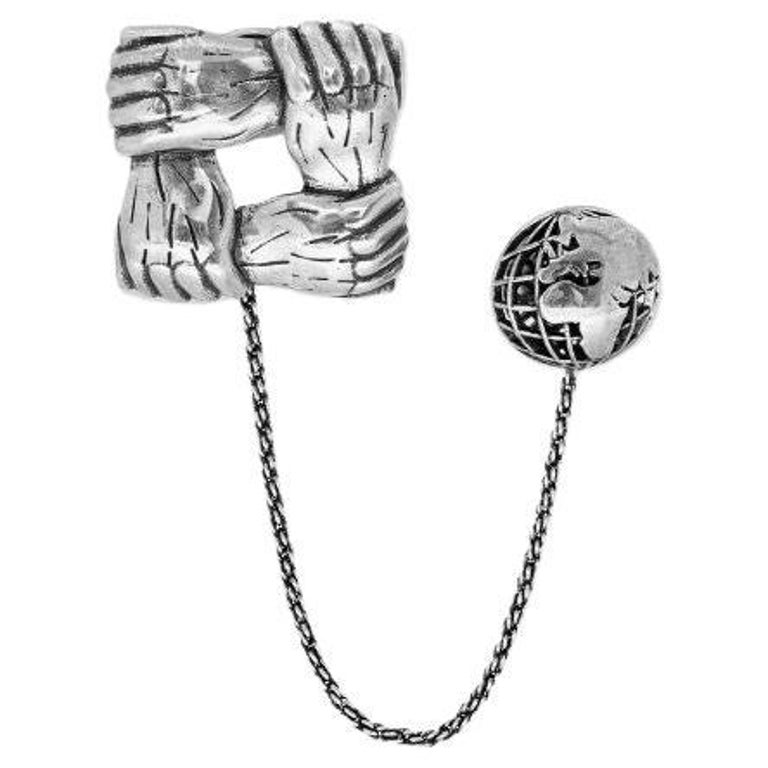 Helping Hands Pin with Enamel For Sale at 1stDibs