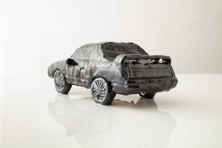 "Hematite Fiero" Glazed Ceramic Car Sculpture For Sale at 1stDibs