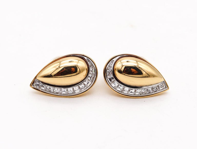 Hemmerle Munich Clips Earrings in 18kt Gold and Platinum with 3.12ctw ...