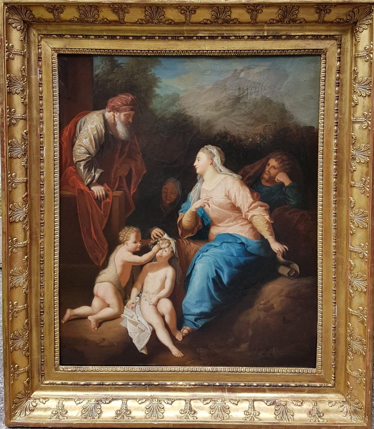 Religious painting 19th Copy Louvre Oil Holy Family Saint John baptist ...