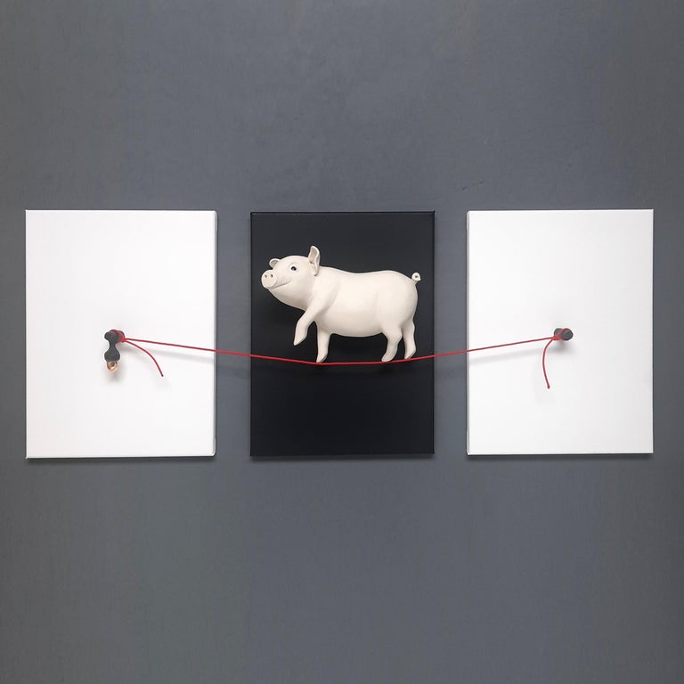 Henk Jan Sanderman - When Pigs Fly (Black) - sculpture bronze cast ...