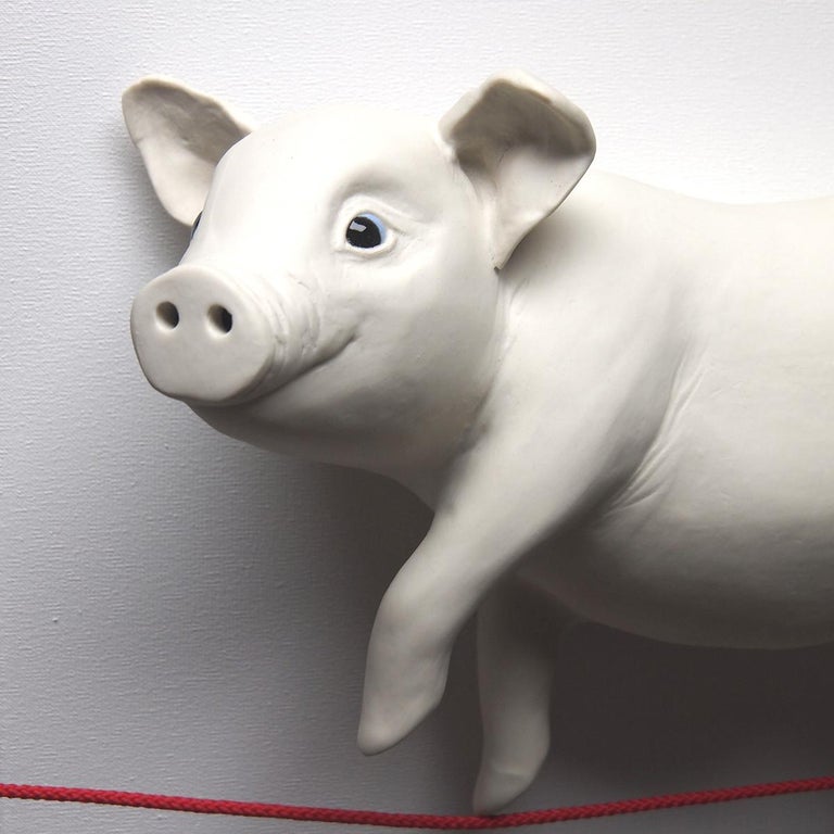 Henk Jan Sanderman - When Pigs Fly (White) - sculpture bronze cast ...