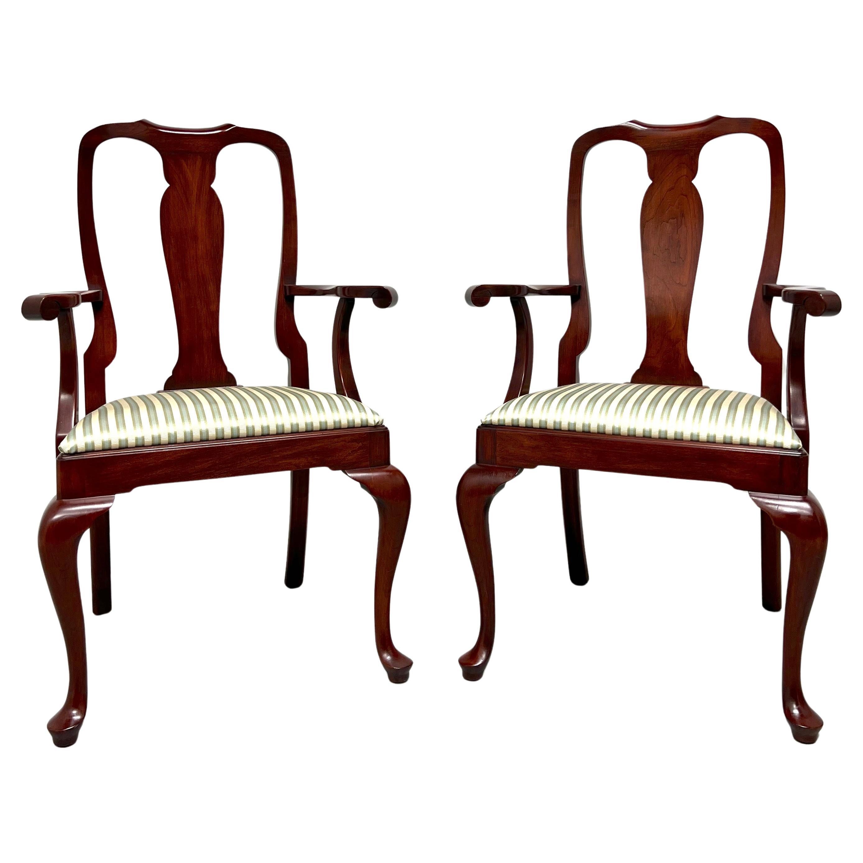 HENKEL HARRIS 105A 24 Wild Black Cherry Queen Anne Dining Armchairs - Pair For Sale at 1stDibs