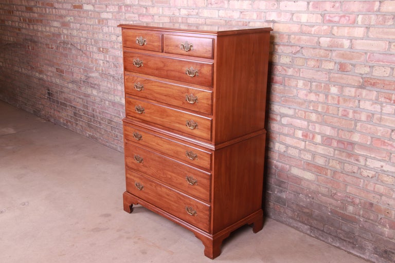 Henkel Harris American Colonial Solid Cherry Highboy Dresser For Sale ...