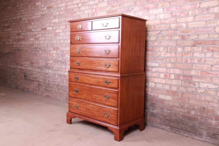 Henkel Harris American Colonial Solid Cherry Highboy Dresser For Sale ...