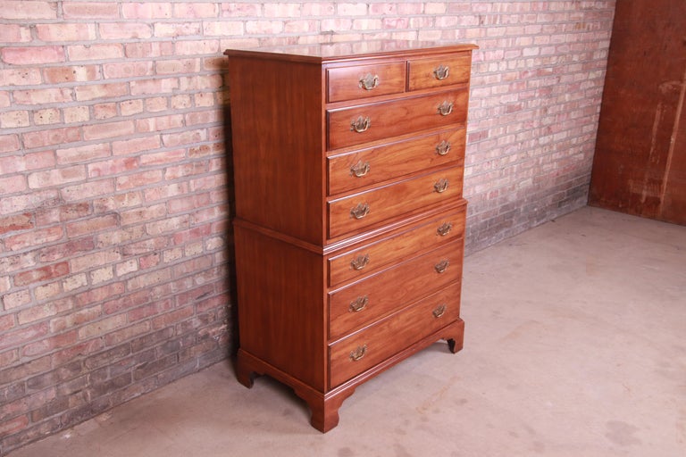 Henkel Harris American Colonial Solid Cherry Highboy Dresser For Sale ...