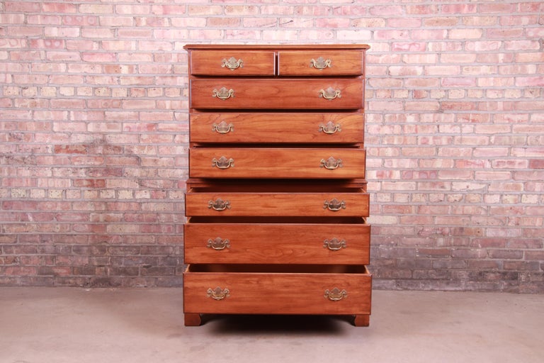 Henkel Harris American Colonial Solid Cherry Highboy Dresser For Sale ...