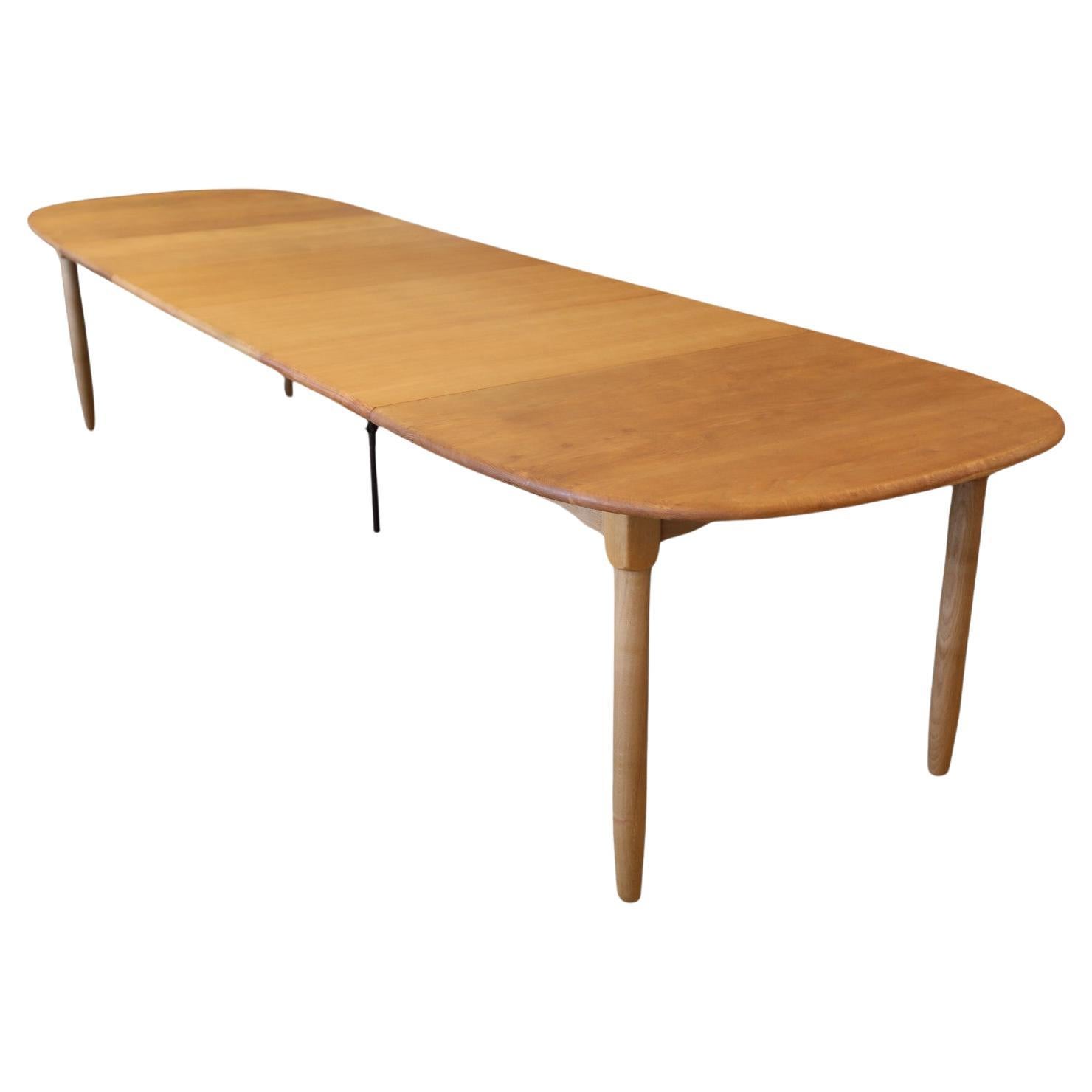 Danish Oak Farmhouse Trestle Dining Table Attributed to Henning ...