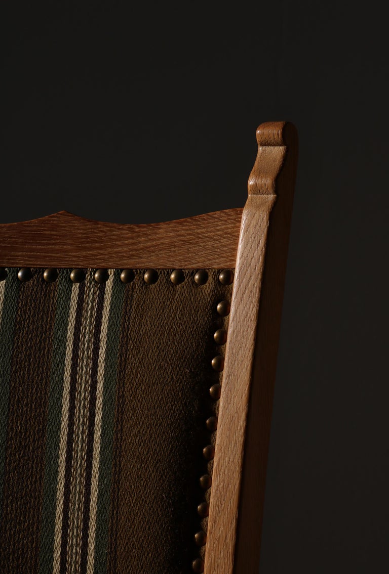 Henning Kjærnulf Set Of Dining Chairs In Oak And Olmerdug Wool Fabric
