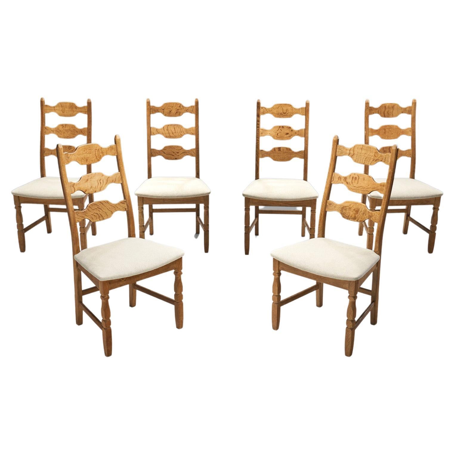 Set of 4 Danish Razor Back Dining Chairs with Rush Seat at 1stDibs
