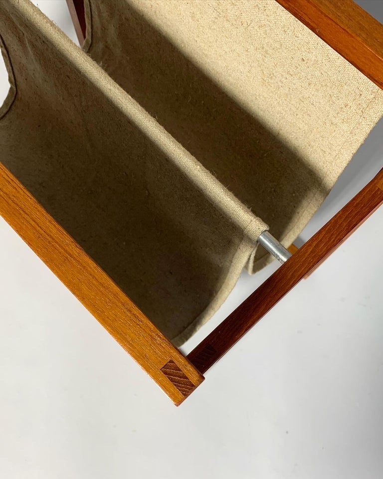 Henning Wind Hansen Magazine Rack Teak Linen Danish 1960s For Sale at ...
