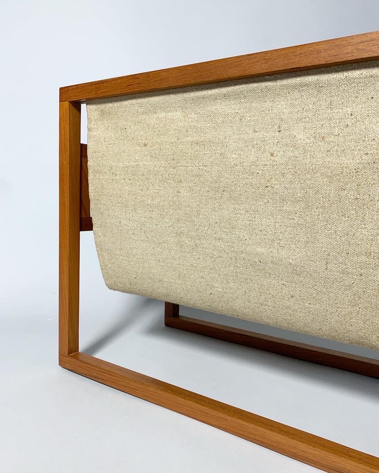 Henning Wind Hansen Magazine Rack Teak Linen Danish 1960s For Sale at ...