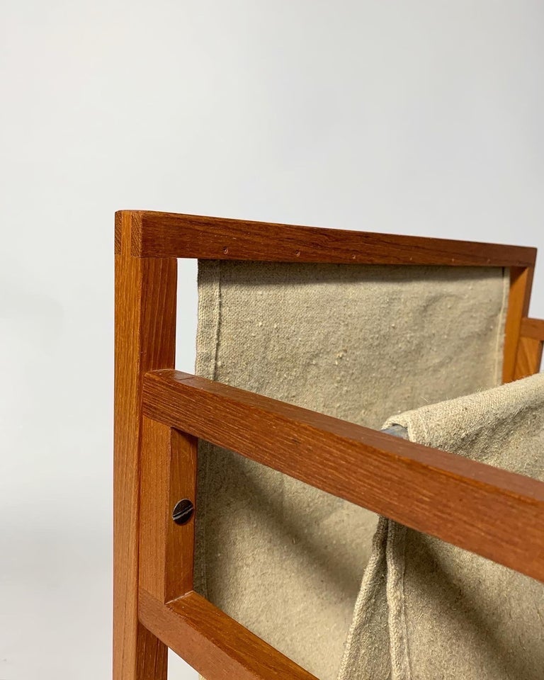 Henning Wind Hansen Magazine Rack Teak Linen Danish 1960s For Sale at ...