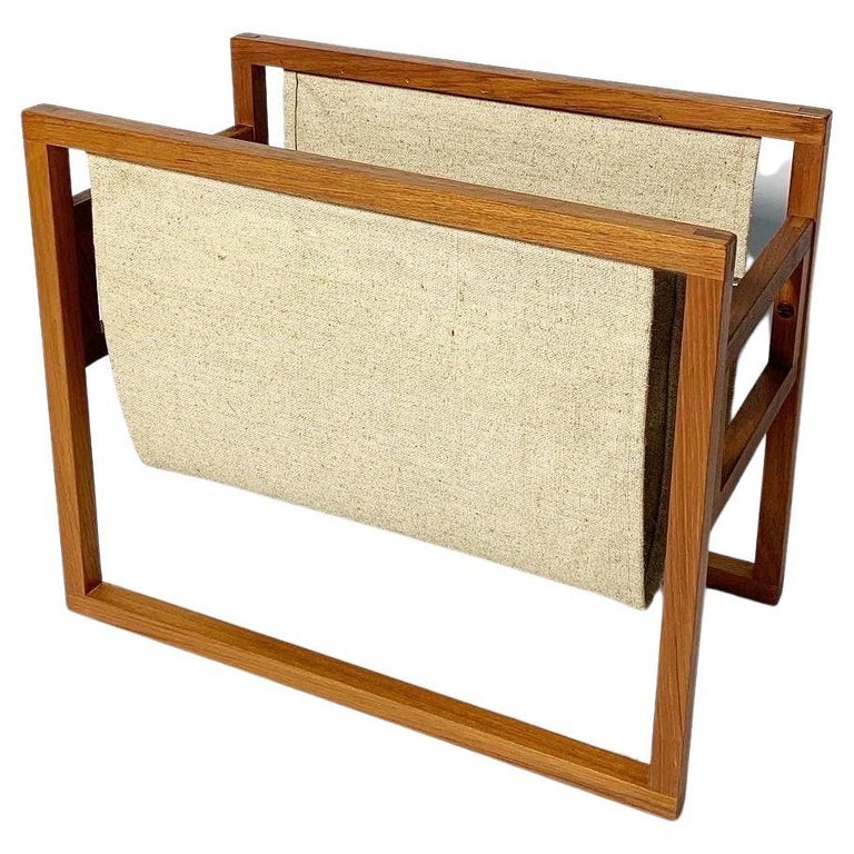 Henning Wind Hansen Magazine Rack Teak Linen Danish 1960s For Sale at ...