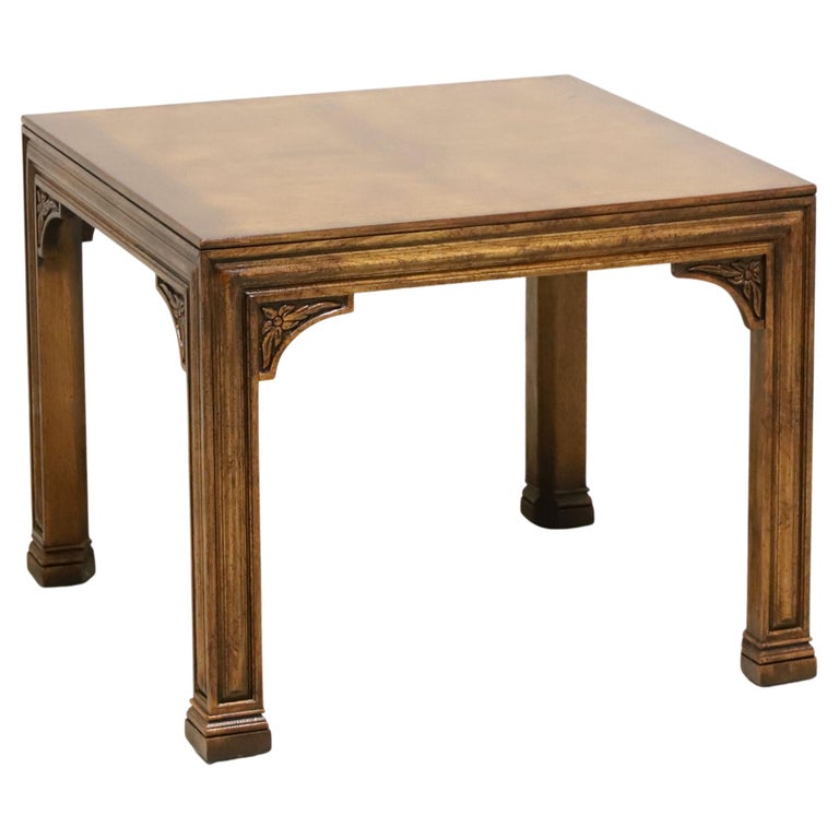 HENREDON Burl Oak French Influenced Square Side Table For Sale at 1stDibs