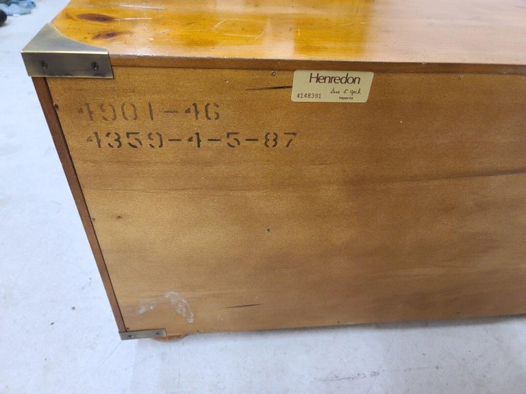 HENREDON Campaign Asian Style Chest Bench TV Table For Sale at 1stDibs