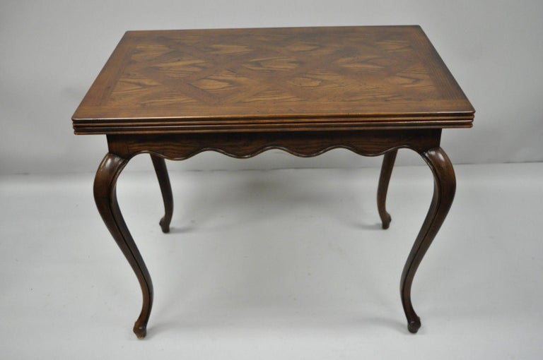 Henredon Country French Oak Parquetry Extension Flip Top Game Table ...