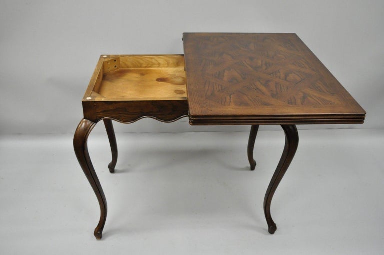 Henredon Country French Oak Parquetry Extension Flip Top Game Table ...