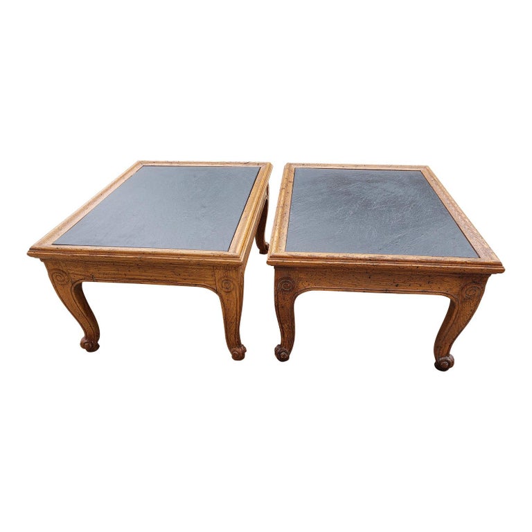 Henredon French Country Oak and Slate End Tables, a Pair For Sale at ...