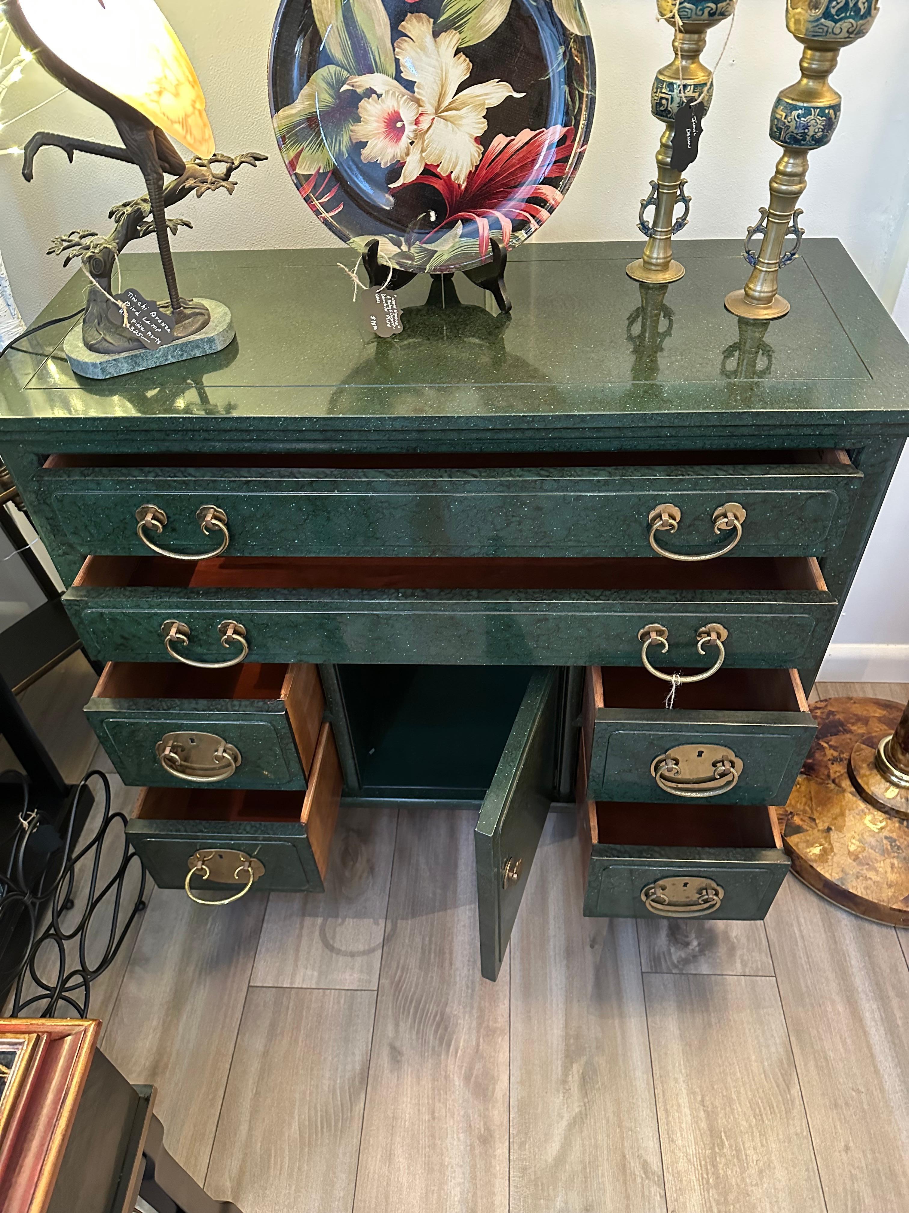 Henredon Green Lacquered Side Board at 1stDibs