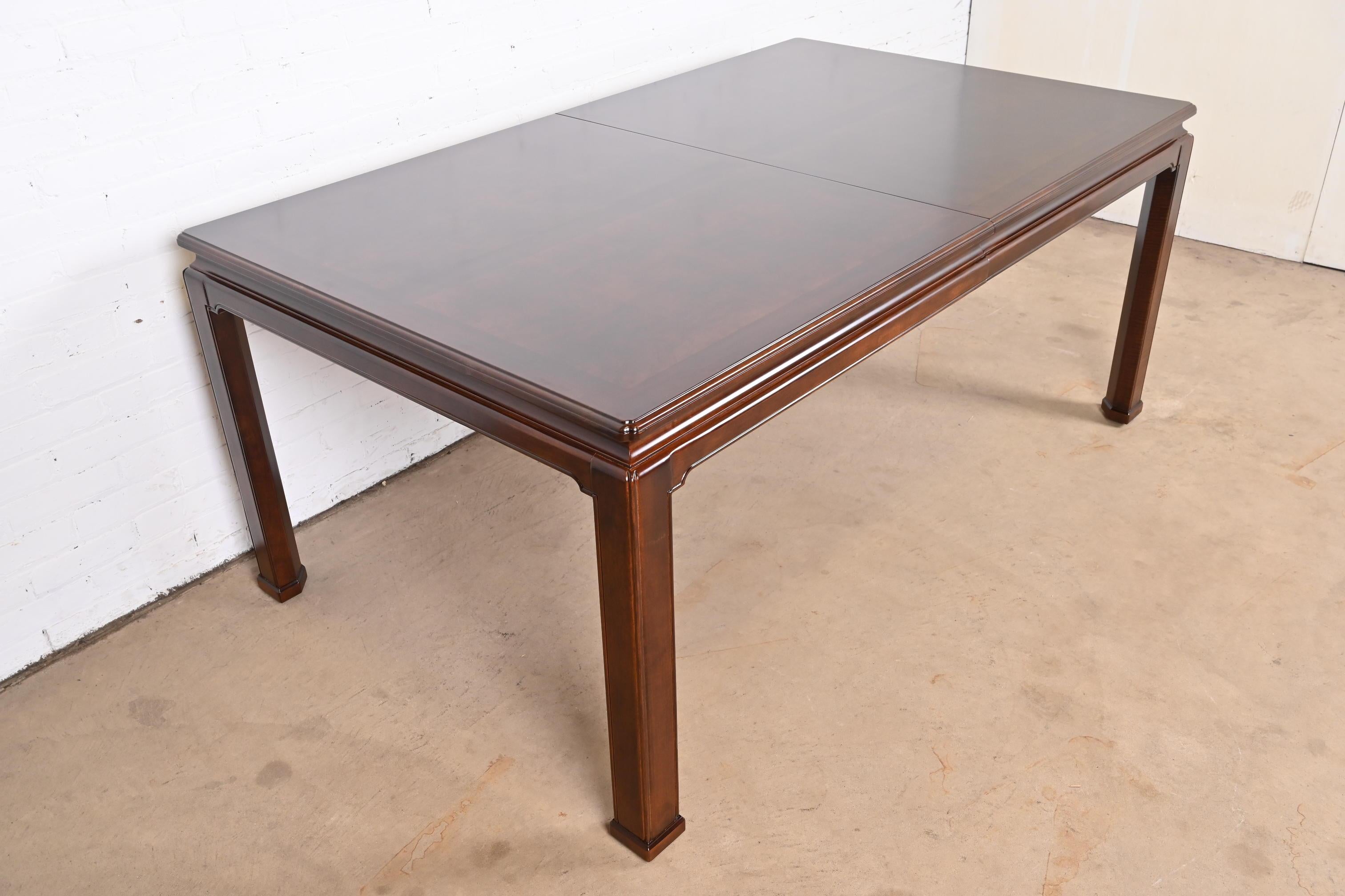 Henredon Hollywood Regency Chinoiserie Mahogany and Burl Wood Dining ...