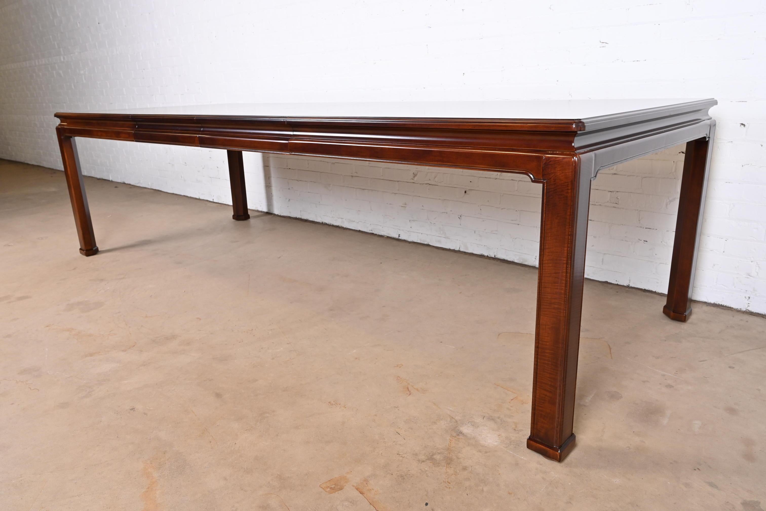 Henredon Hollywood Regency Chinoiserie Mahogany and Burl Wood Dining ...