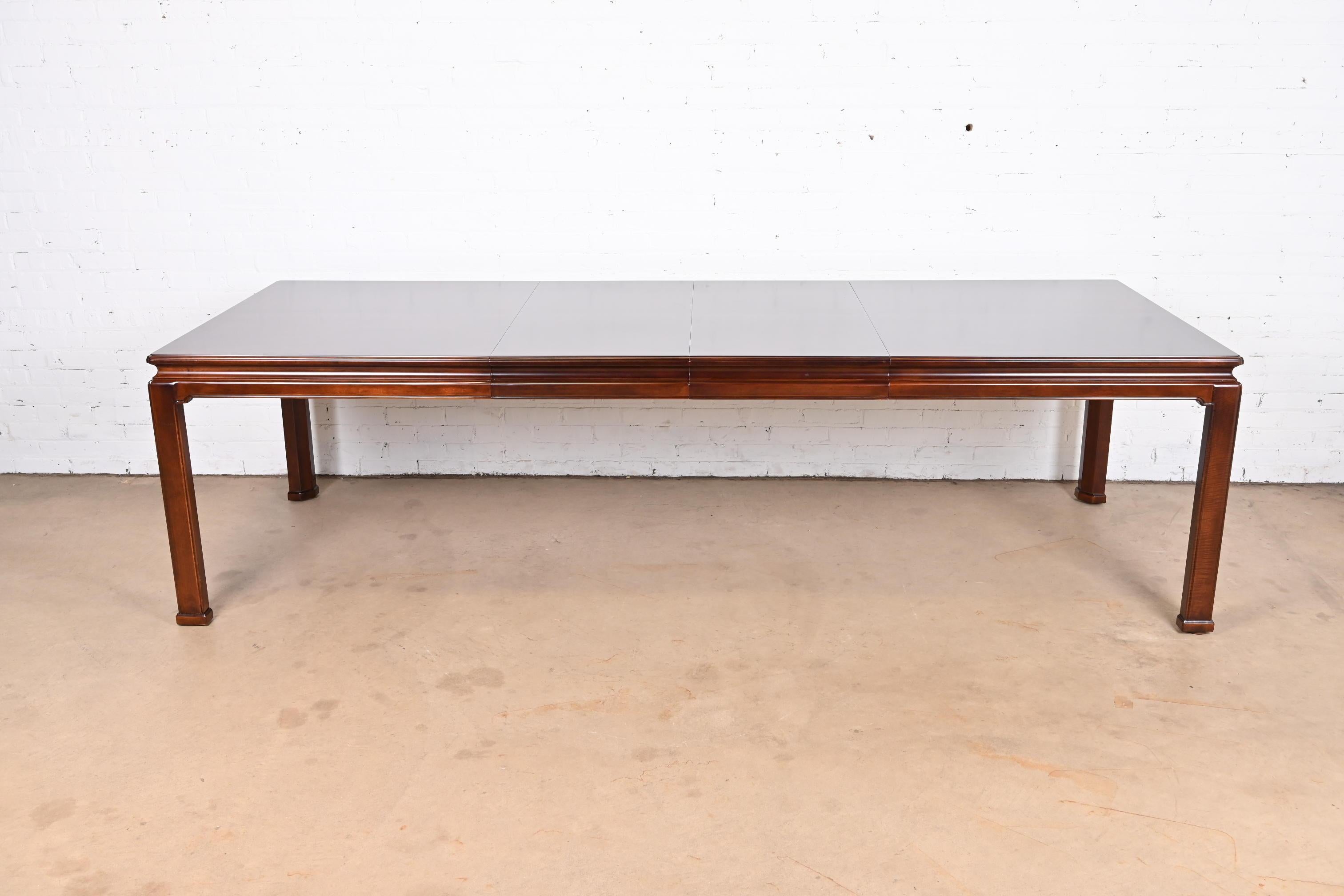 Henredon Hollywood Regency Chinoiserie Mahogany and Burl Wood Dining ...