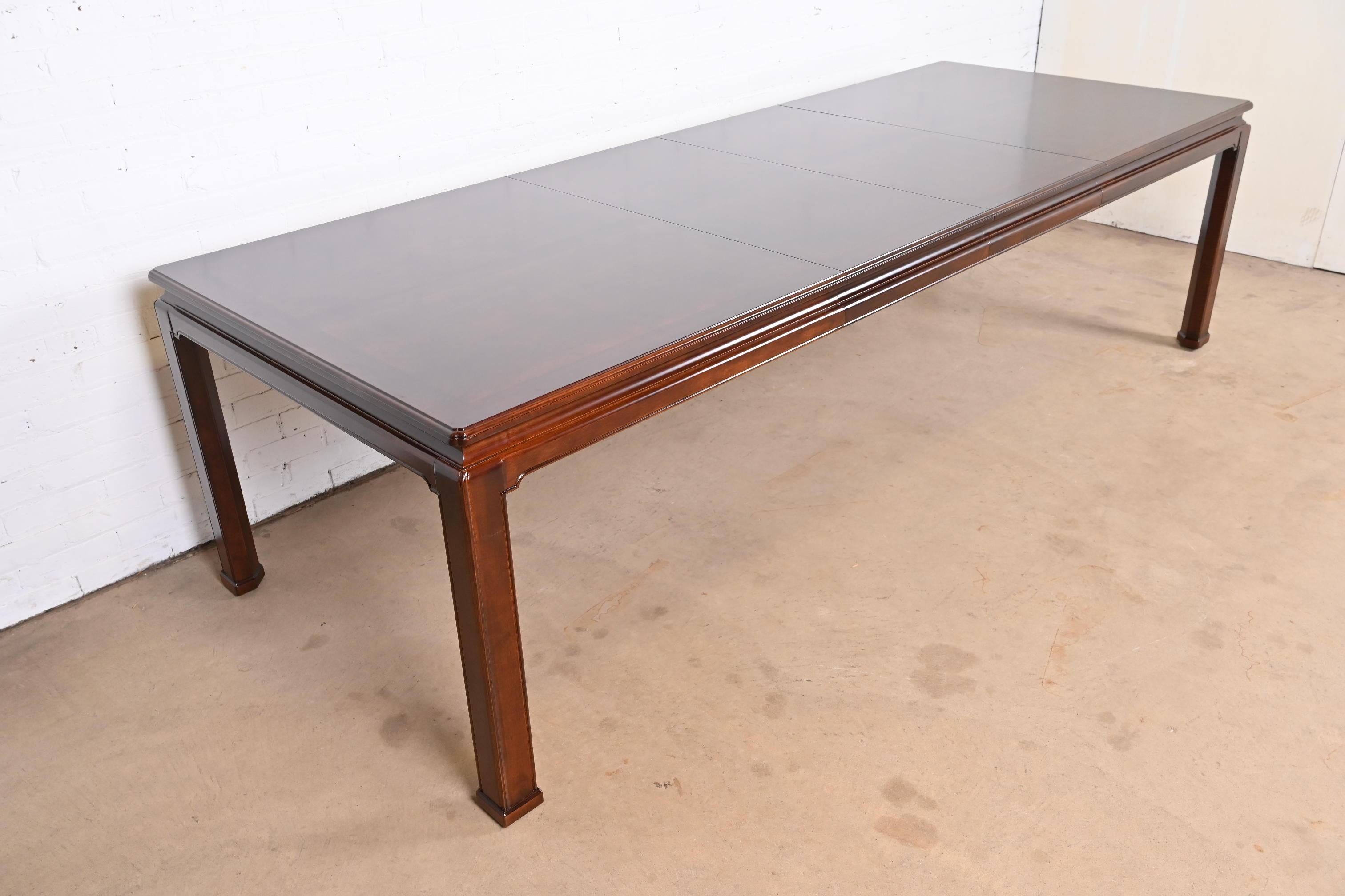 Henredon Hollywood Regency Chinoiserie Mahogany and Burl Wood Dining ...