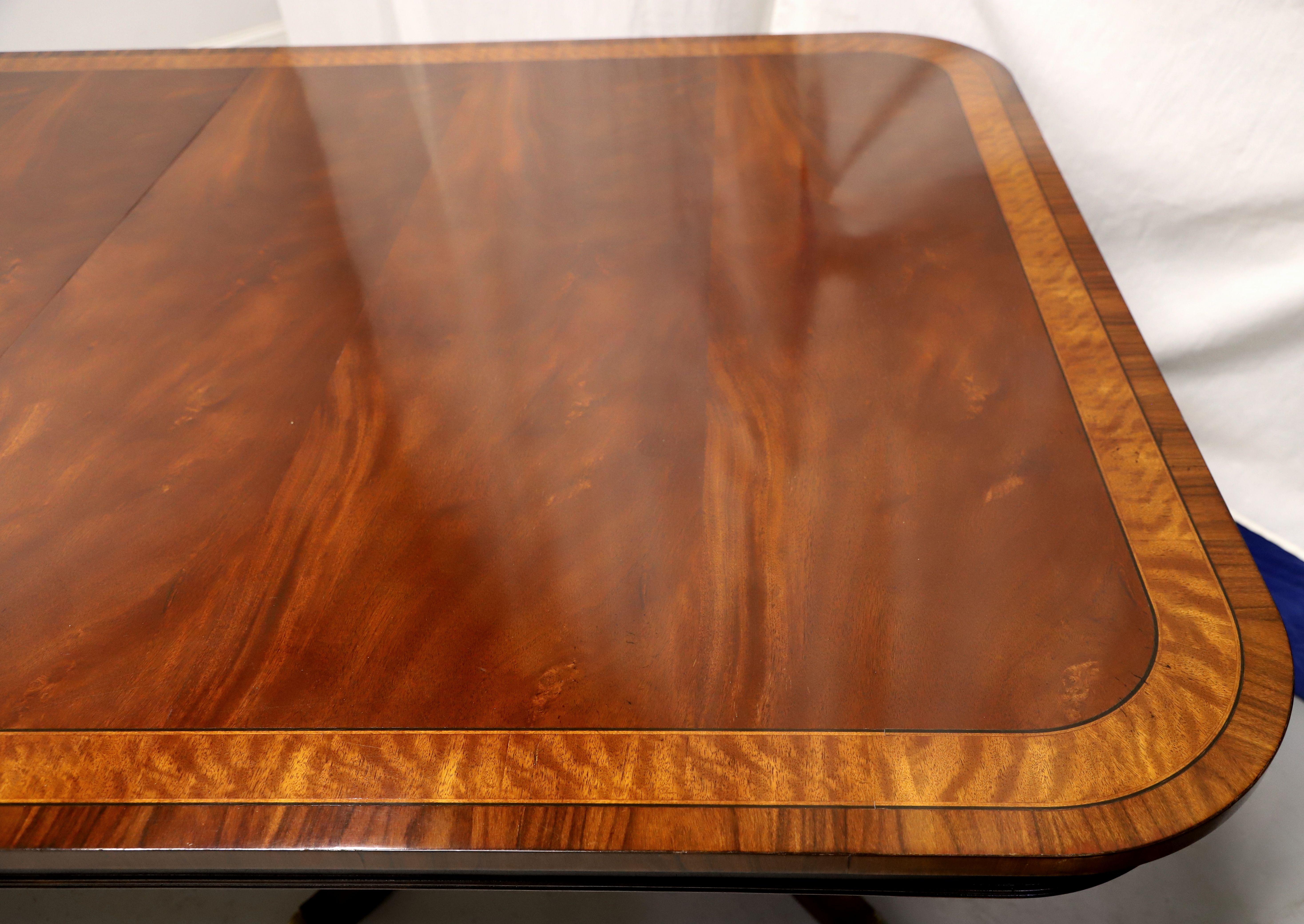 Henredon Inlaid Flame Mahogany Regency Banquet Dining Table For Sale at ...