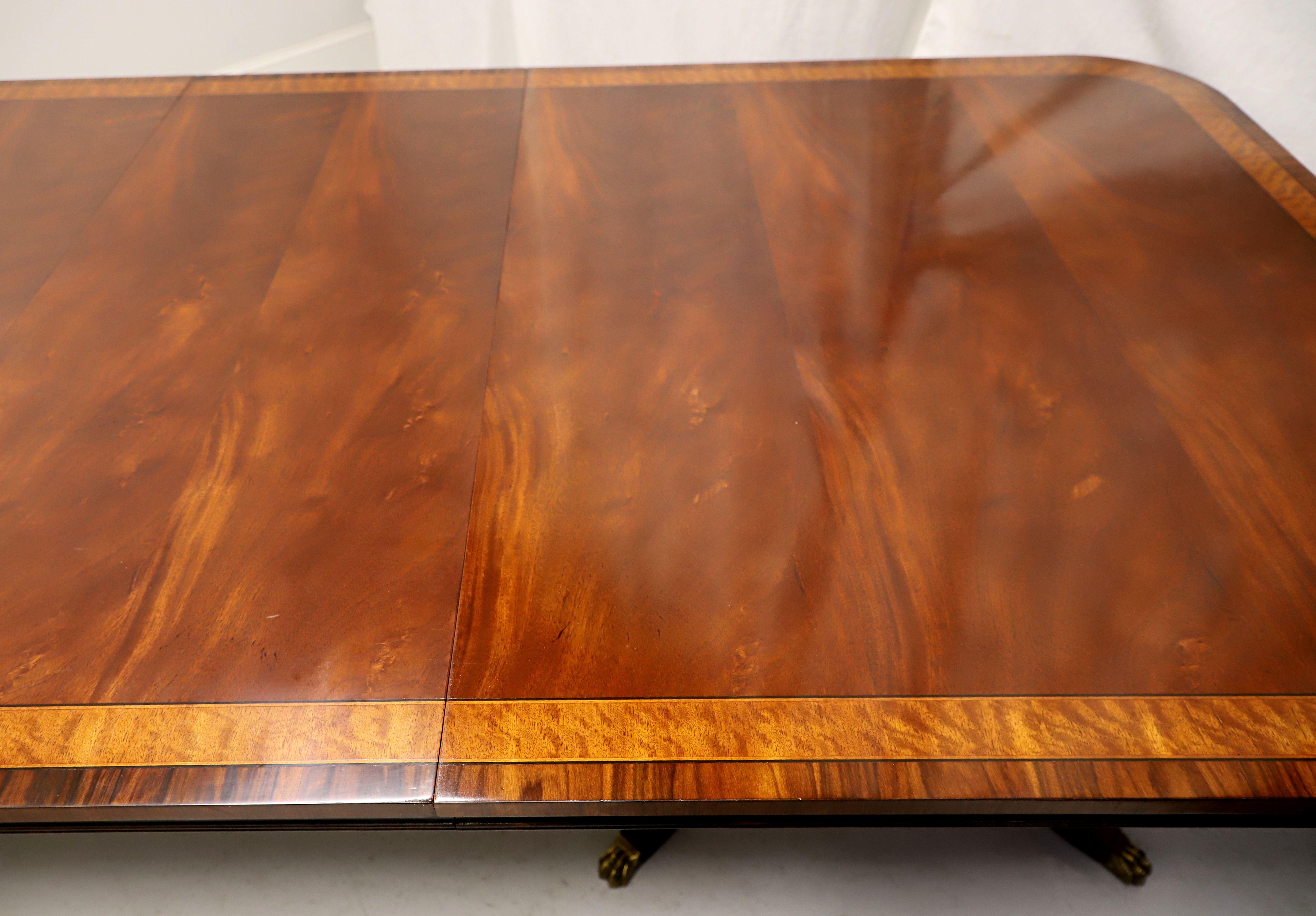 Henredon Inlaid Flame Mahogany Regency Banquet Dining Table For Sale at ...