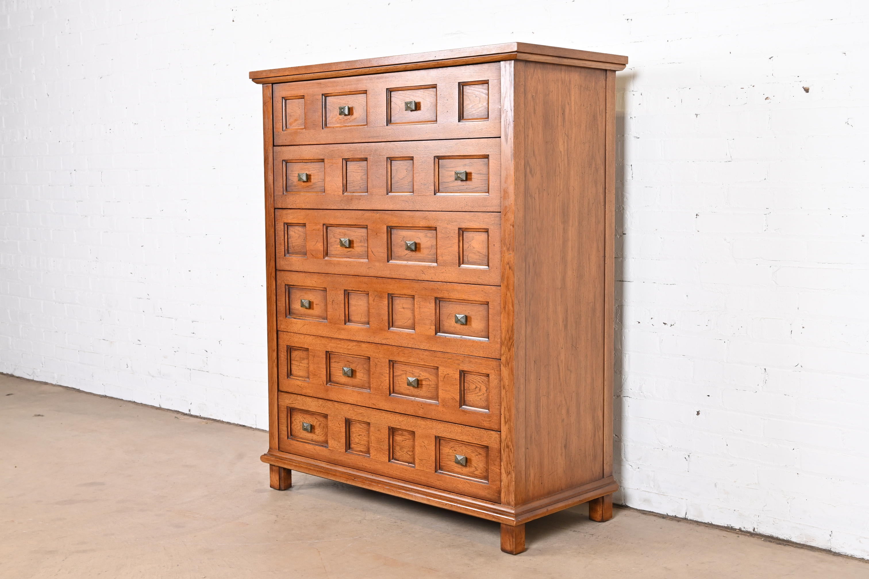 Henredon Mid-Century Spanish Colonial Walnut Highboy Dresser, 1960 For ...