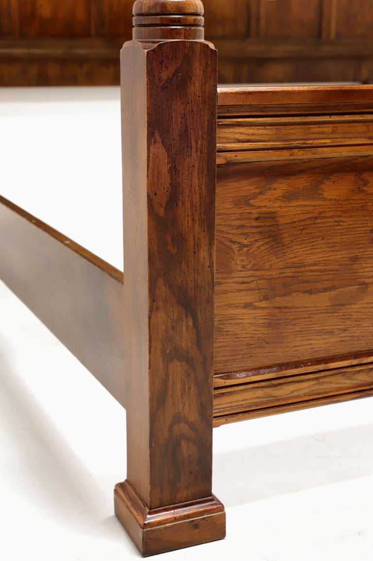 HENREDON Oak Tudor Paneled Four Poster Canopy King Bed at 1stDibs