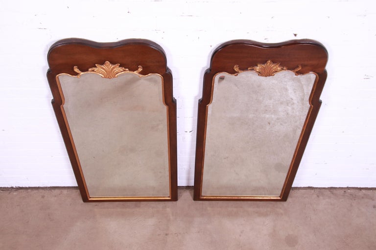 Henredon Regency Mahogany and Gold Gilt Wall Mirrors, Pair at 1stDibs
