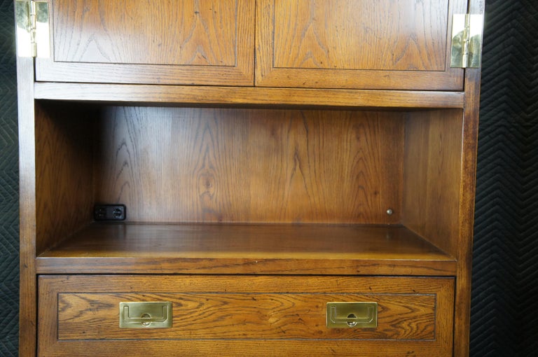 Henredon Scene One Oak Campaign Cabinet Barback Library Bookcase Curio ...