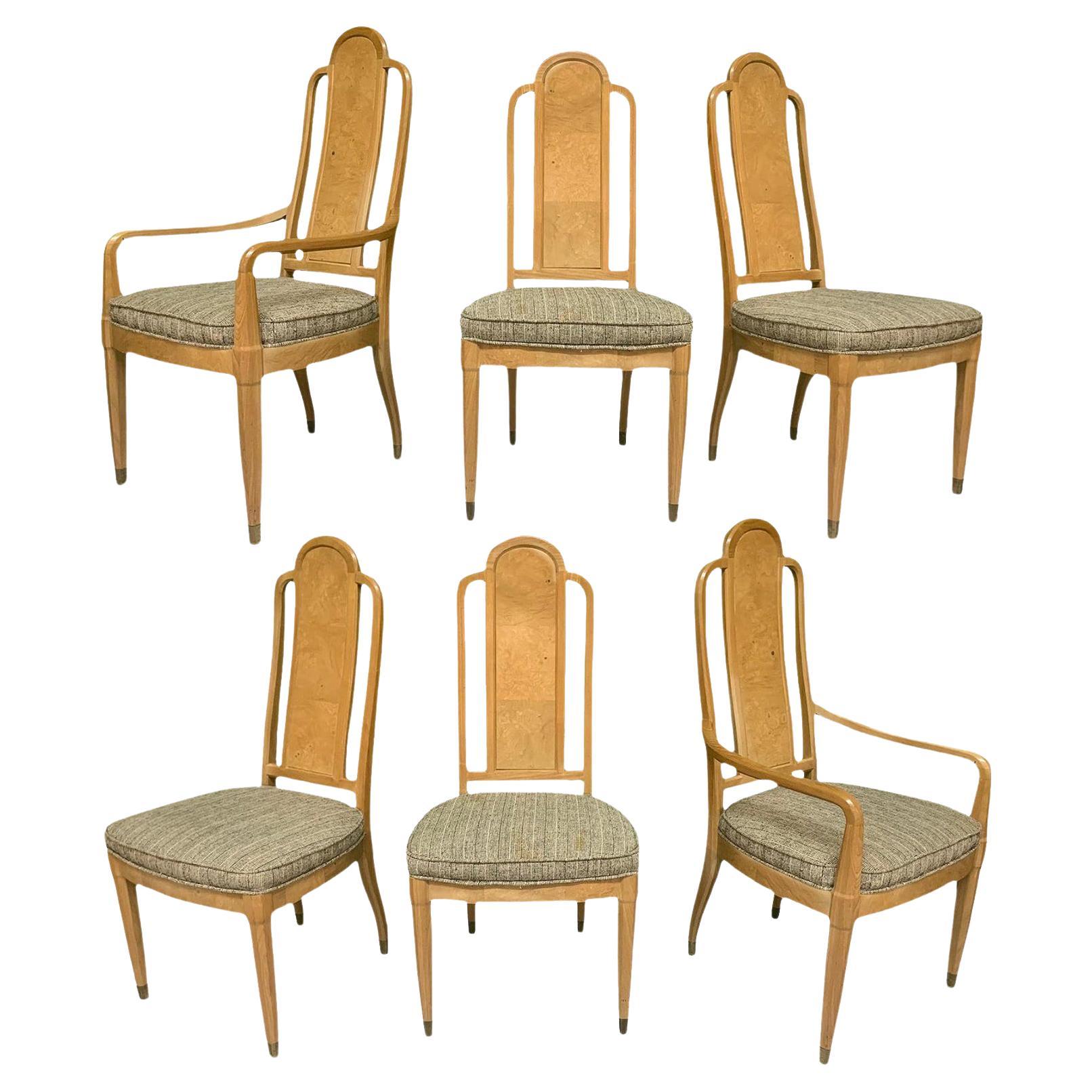 Henredon Scene Two Burl Wood Dining Chairs For Sale at 1stDibs