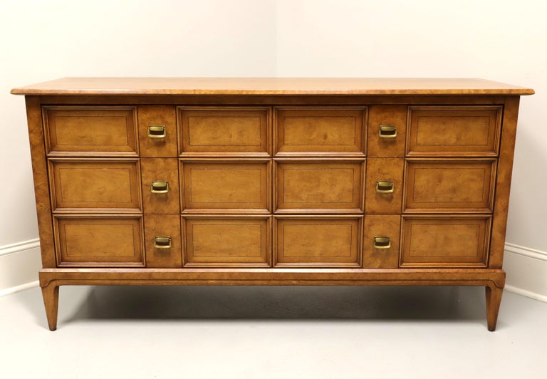 HENREDON Sequent Mid Century Burlwood Double Dresser at 1stDibs