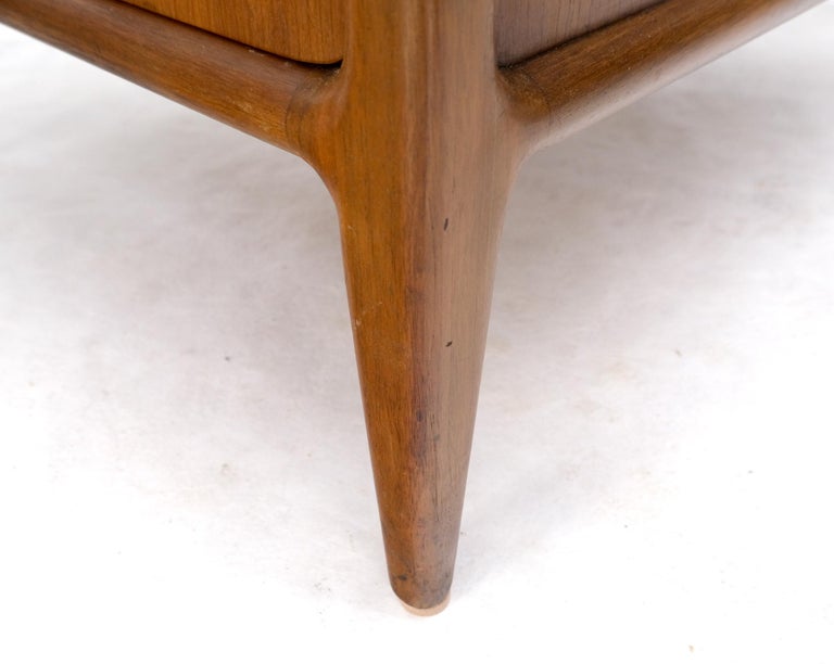 Henredon Solid Walnut Sculptural Two Tier One Drawer Step Side Table ...