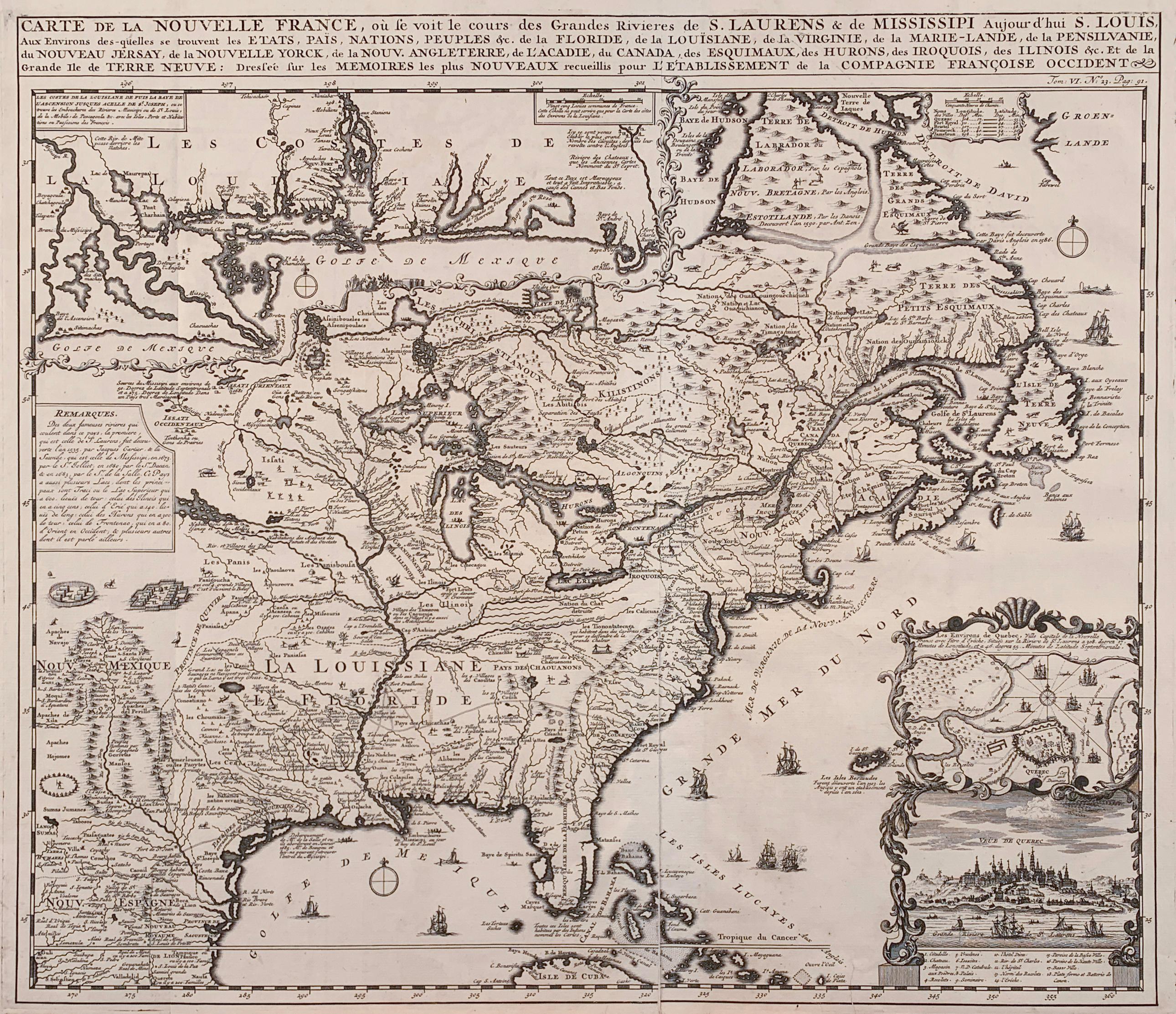 Henri-Abraham Chatelain - Carte de la Nouvelle France (Map of New ...