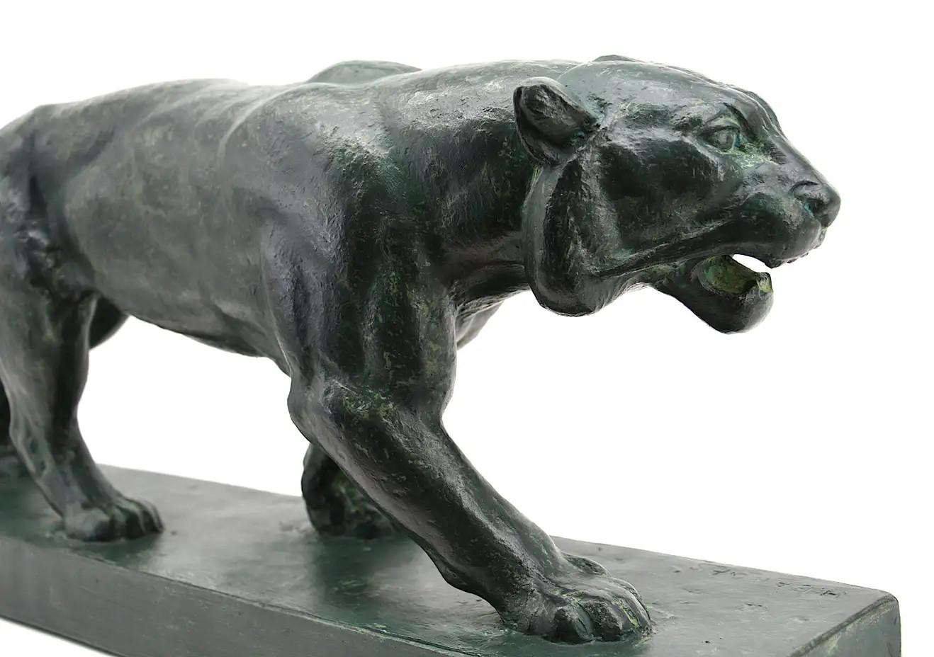 Henri Bargas, Large French Art Deco Terracotta Tiger Sculpture, 1930s ...