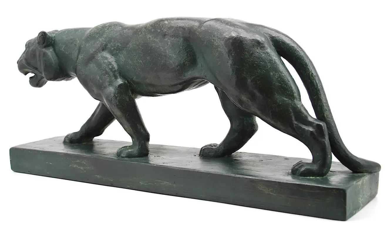Henri Bargas, Large French Art Deco Terracotta Tiger Sculpture, 1930s ...