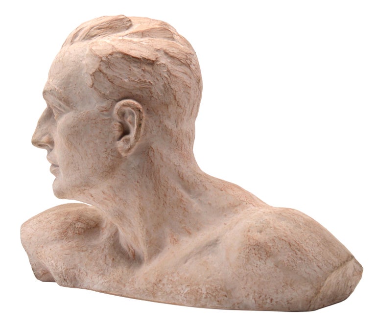 Henri Bargas, Man Bust Sculpture, 1930s For Sale at 1stDibs