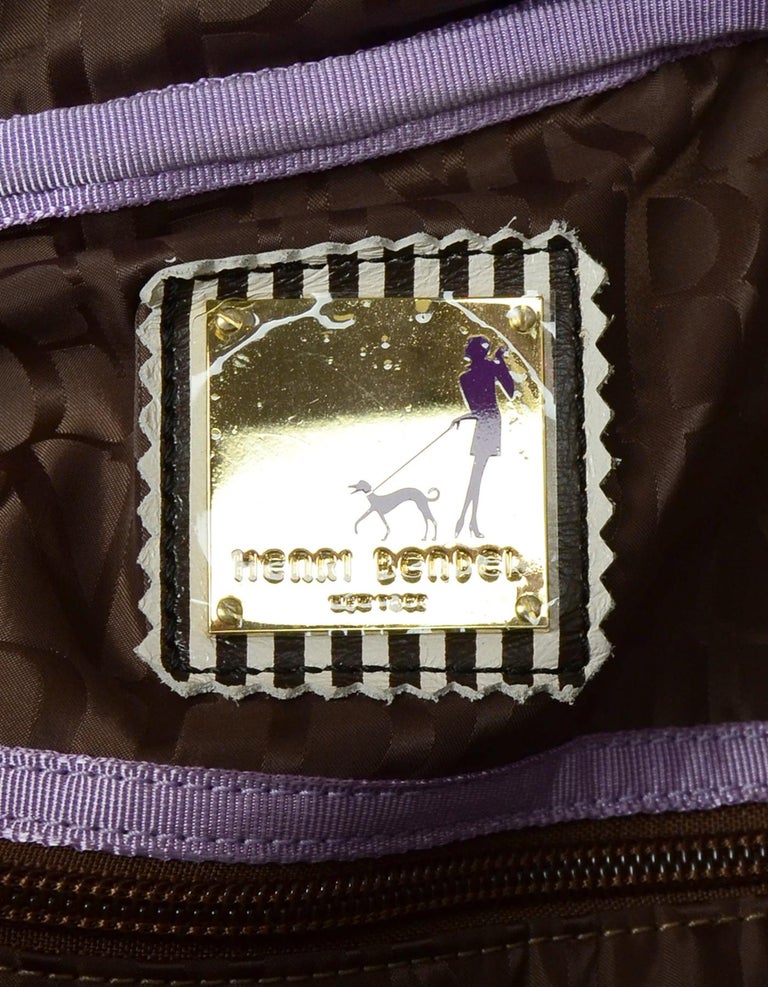 Henri Bendel Brown/White Coated Canvas Rolling Luggage For Sale at ...