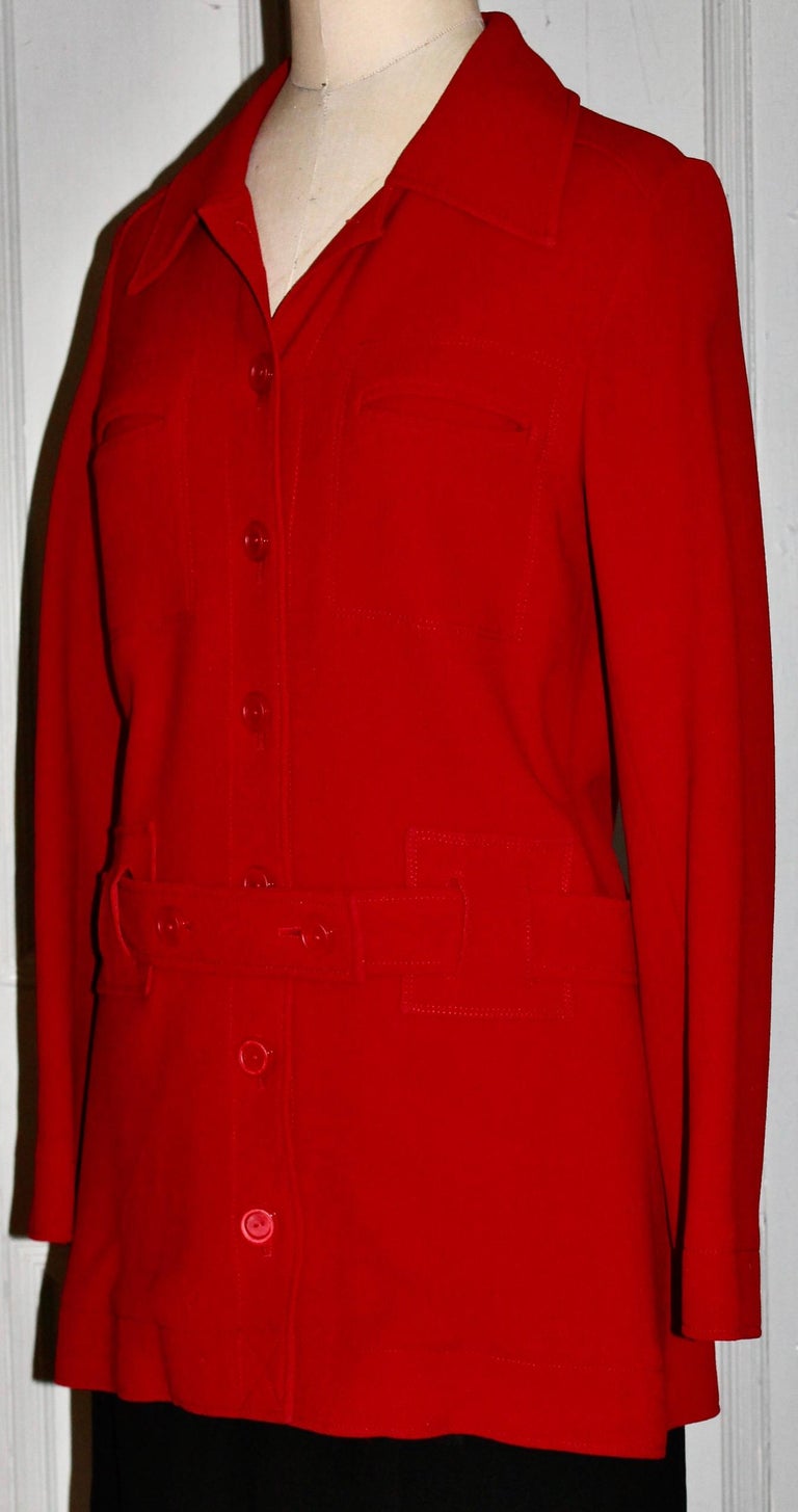 Henri Bendel "Limited Editions" French Red Wool Jacket with Belt For ...