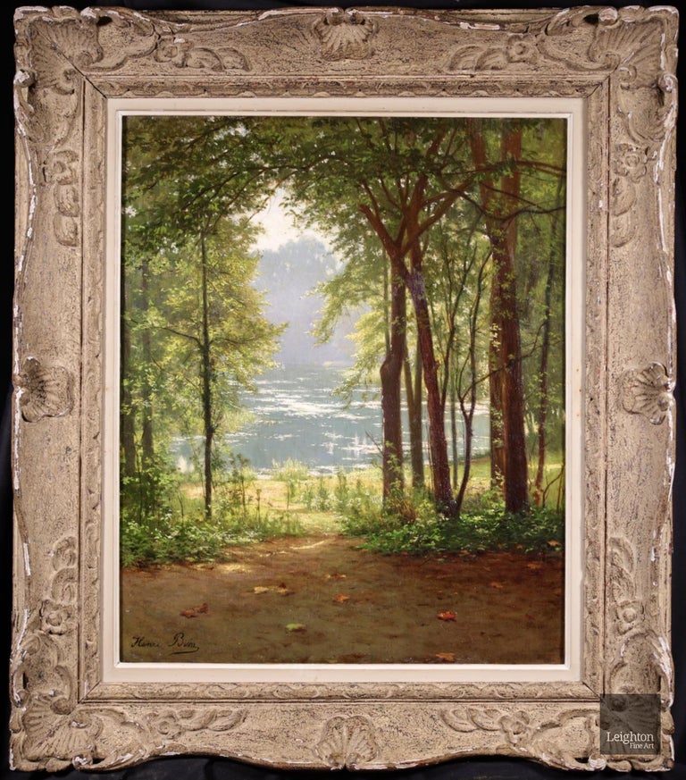 Henri Biva - Nenuphars sur un lac - Realist Oil, Lake and Trees in ...