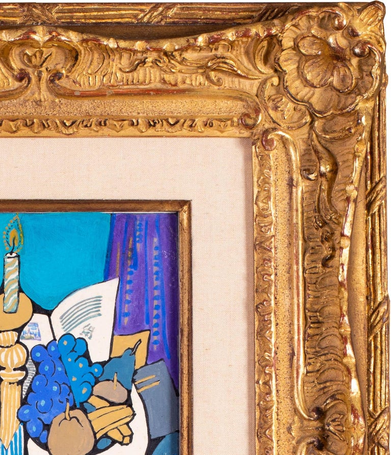 Henri Clement-Serveau - French Cubist blue still life with candle ...